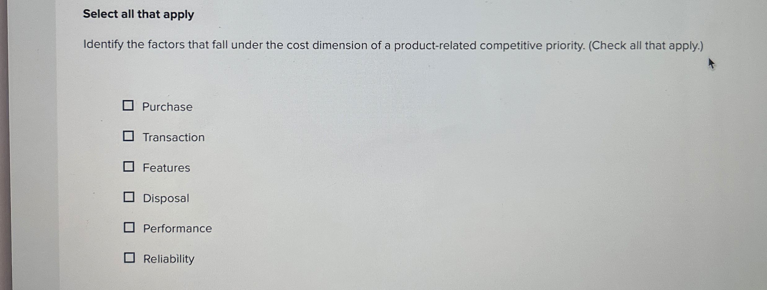 Solved Select all that applyIdentify the factors that fall | Chegg.com