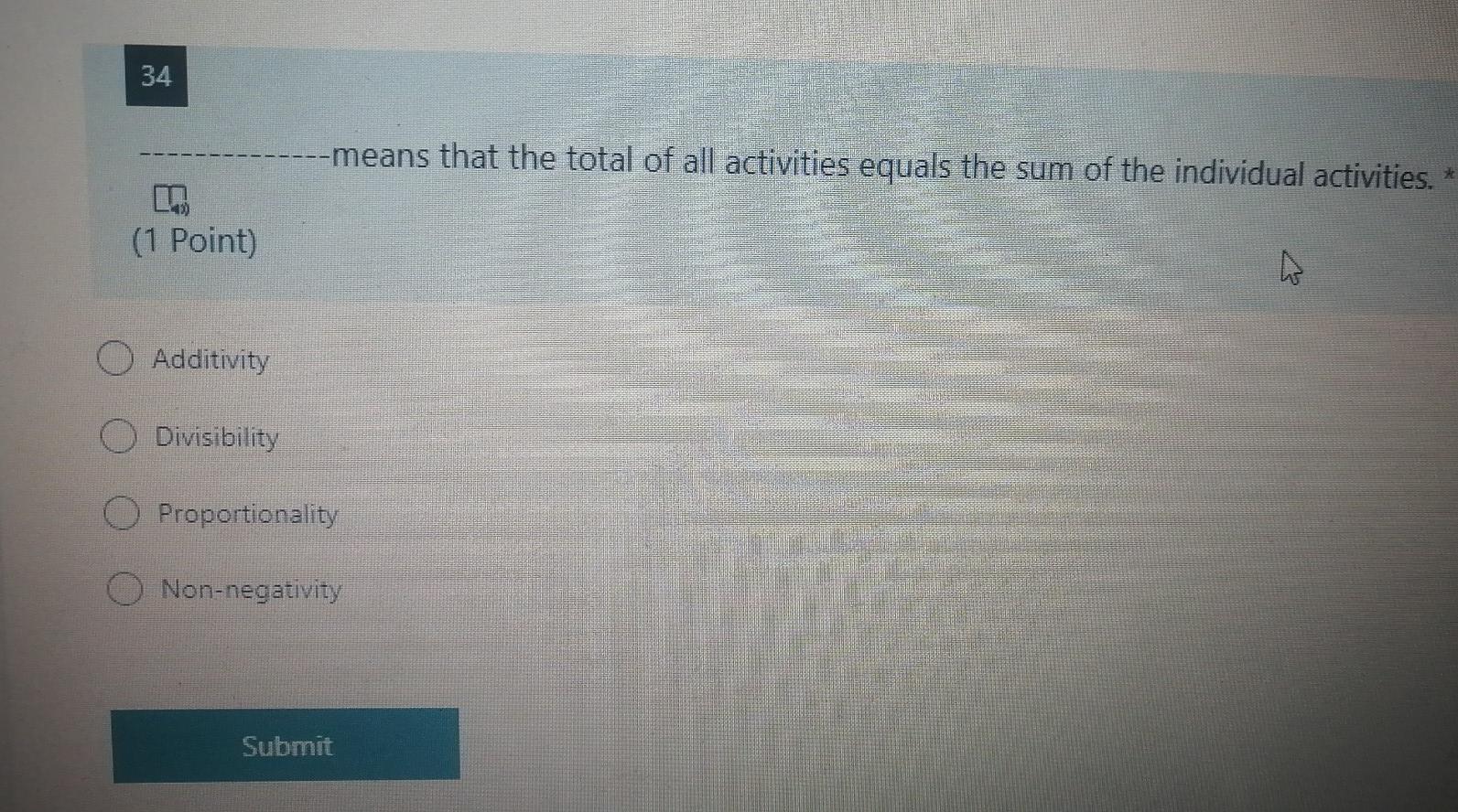 Solved 34 --means that the total of all activities equals | Chegg.com