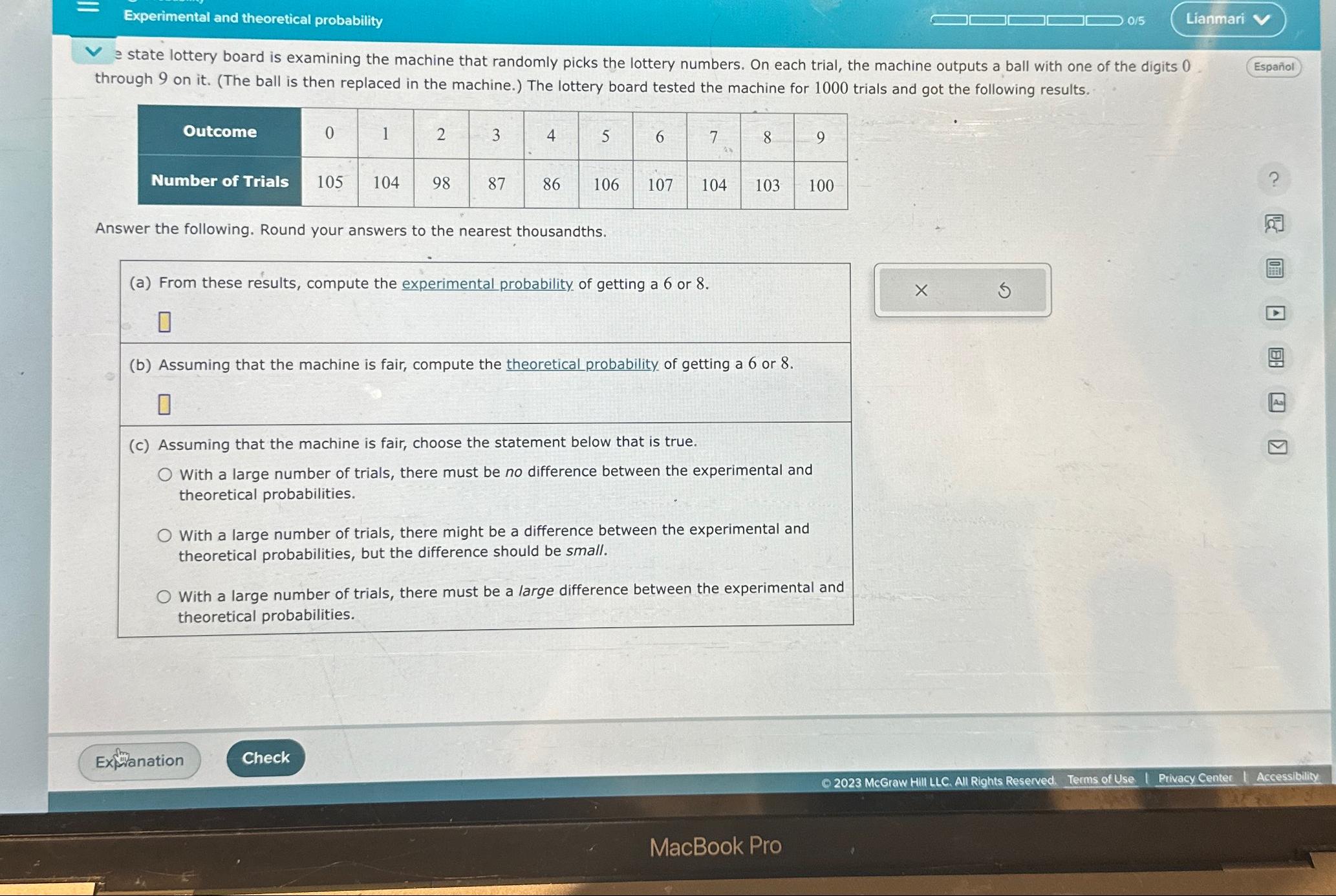 Solved Experimental and theoretical probabilitye state | Chegg.com