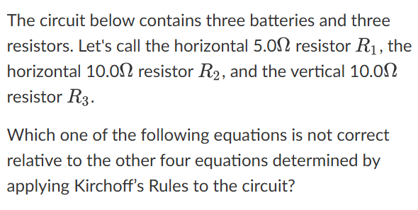 Solved The circuit below contains three batteries and | Chegg.com