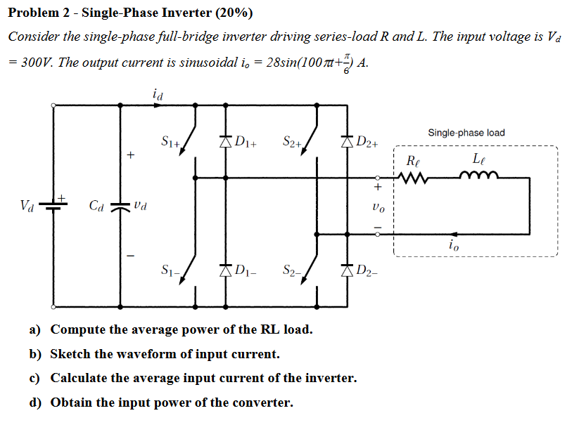 Solved Problem 2 - ﻿Single-Phase Inverter (20%)Consider the | Chegg.com