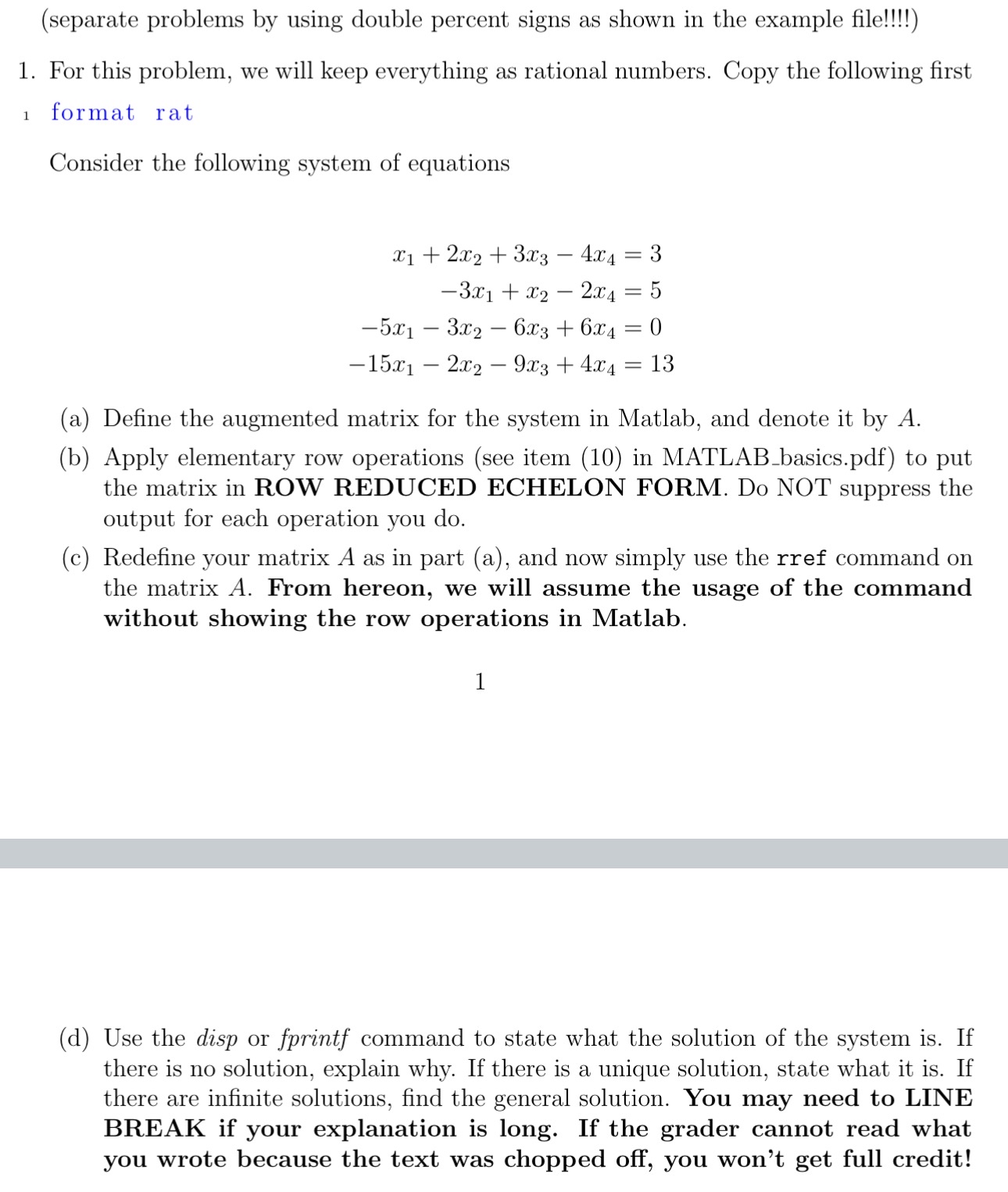 Solved (separate problems by using double percent signs as | Chegg.com