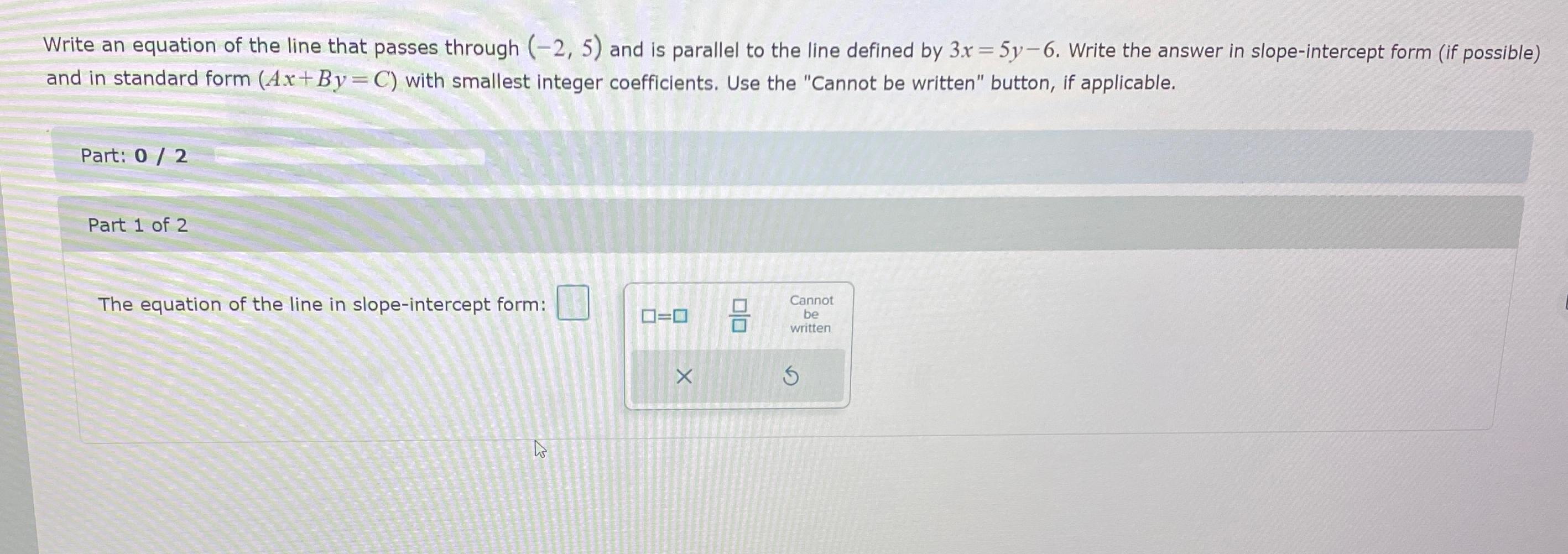 Solved Write an equation of the line that passes through | Chegg.com