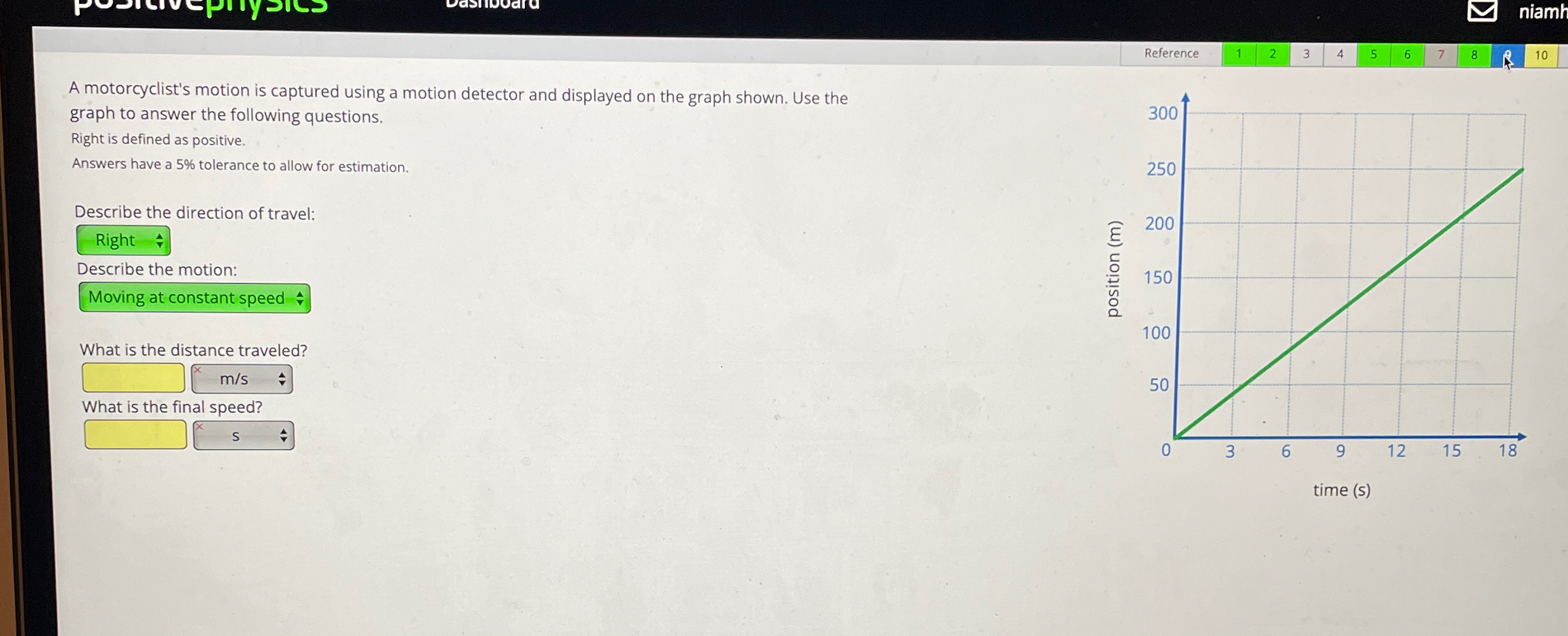 Solved A motorcyclist's motion is captured using a motion | Chegg.com