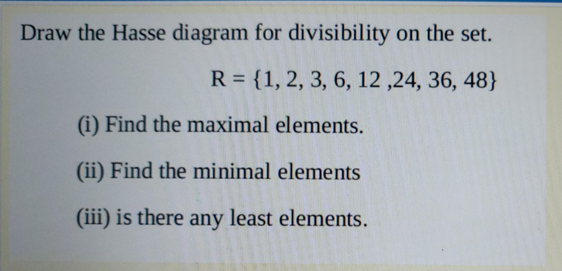 Solved Draw The Hasse Diagram For Divisibility On The Set R