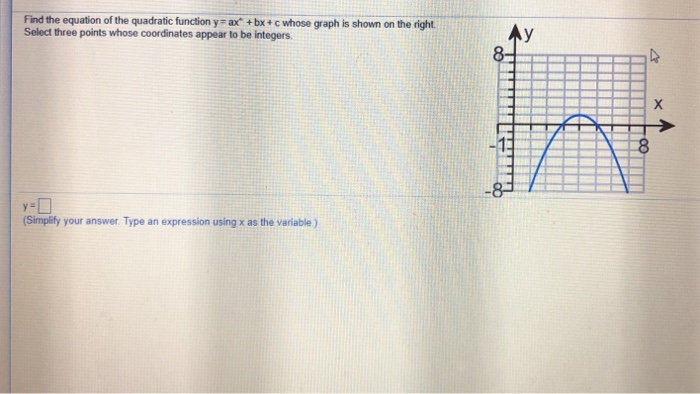 Solved Find The Equation Of The Quadratic Function Y Ax