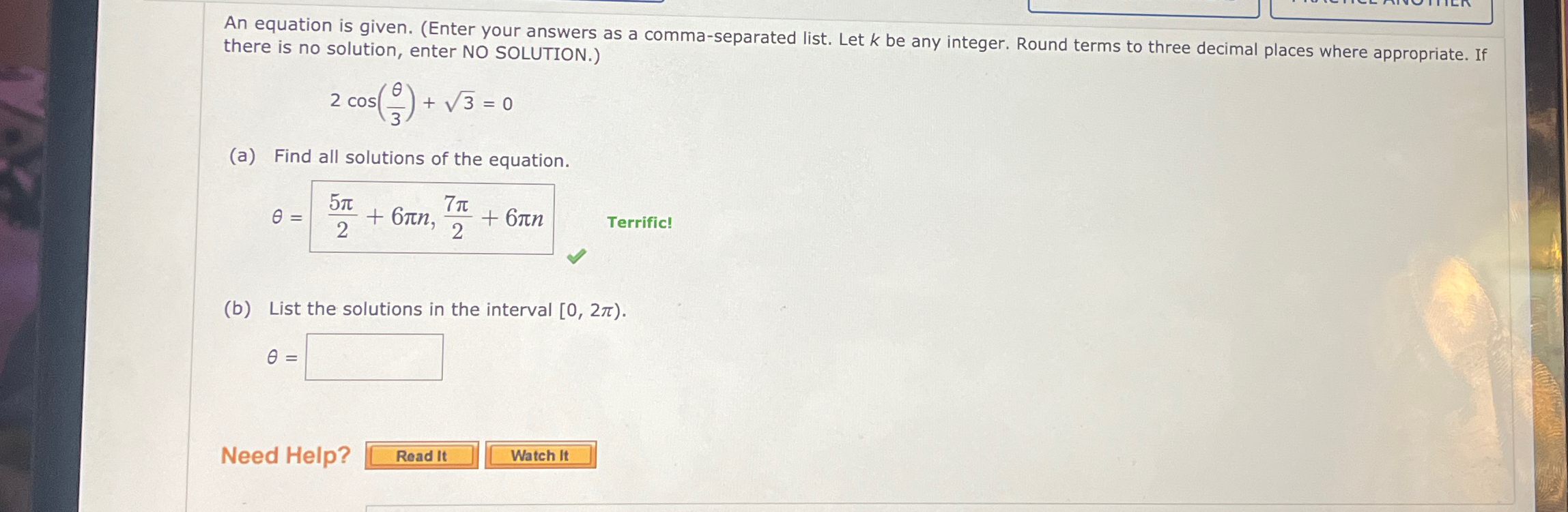 Solved An equation is given. (Enter your answers as a | Chegg.com