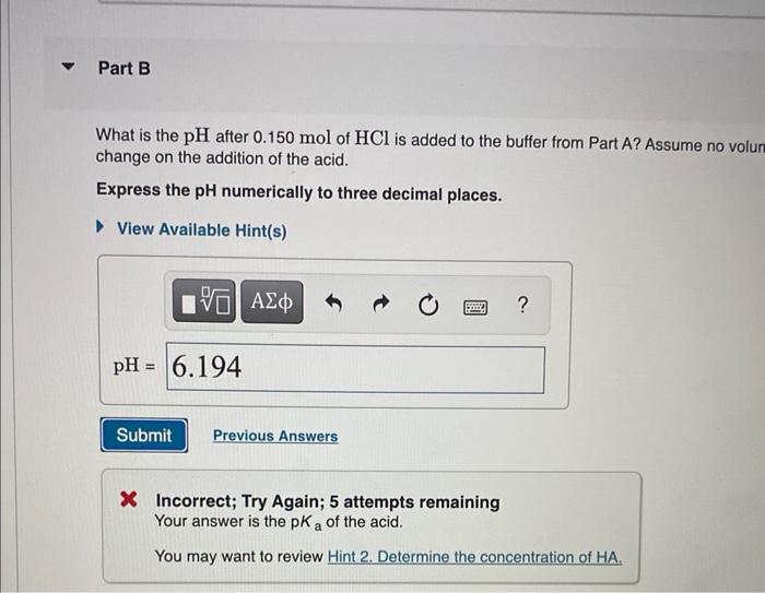 Solved What is the pH of a buffer prepared by adding 0.607 | Chegg.com