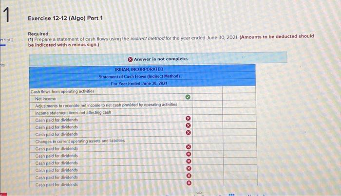 Solved Required information Exercise 12-12 (Algo) Indirect: | Chegg.com