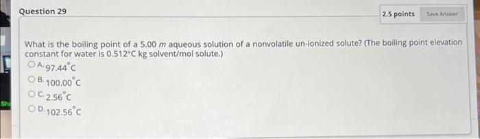Solved What is the boiling point of a 5.00 m aqueous | Chegg.com