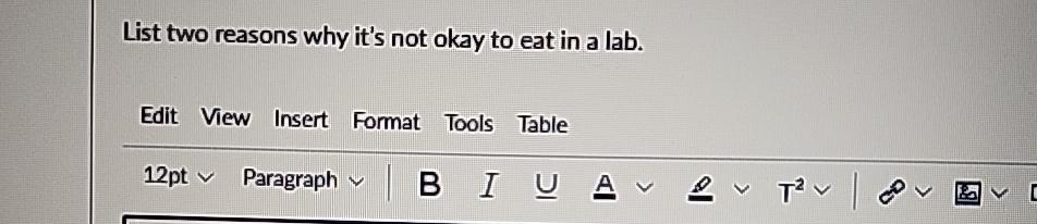 Solved List two reasons why it's not okay to eat in a | Chegg.com