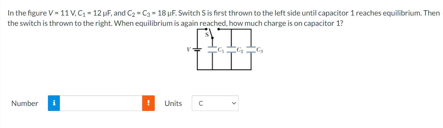 Solved In the figure V=11V,C_(1)=12\mu F, ﻿and | Chegg.com
