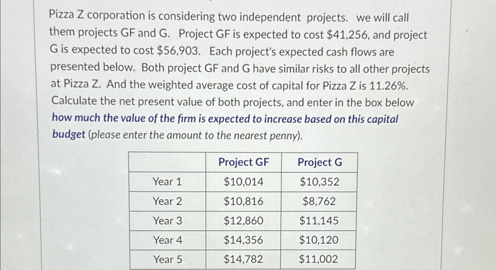 Solved Pizza Z corporation is considering two independent | Chegg.com
