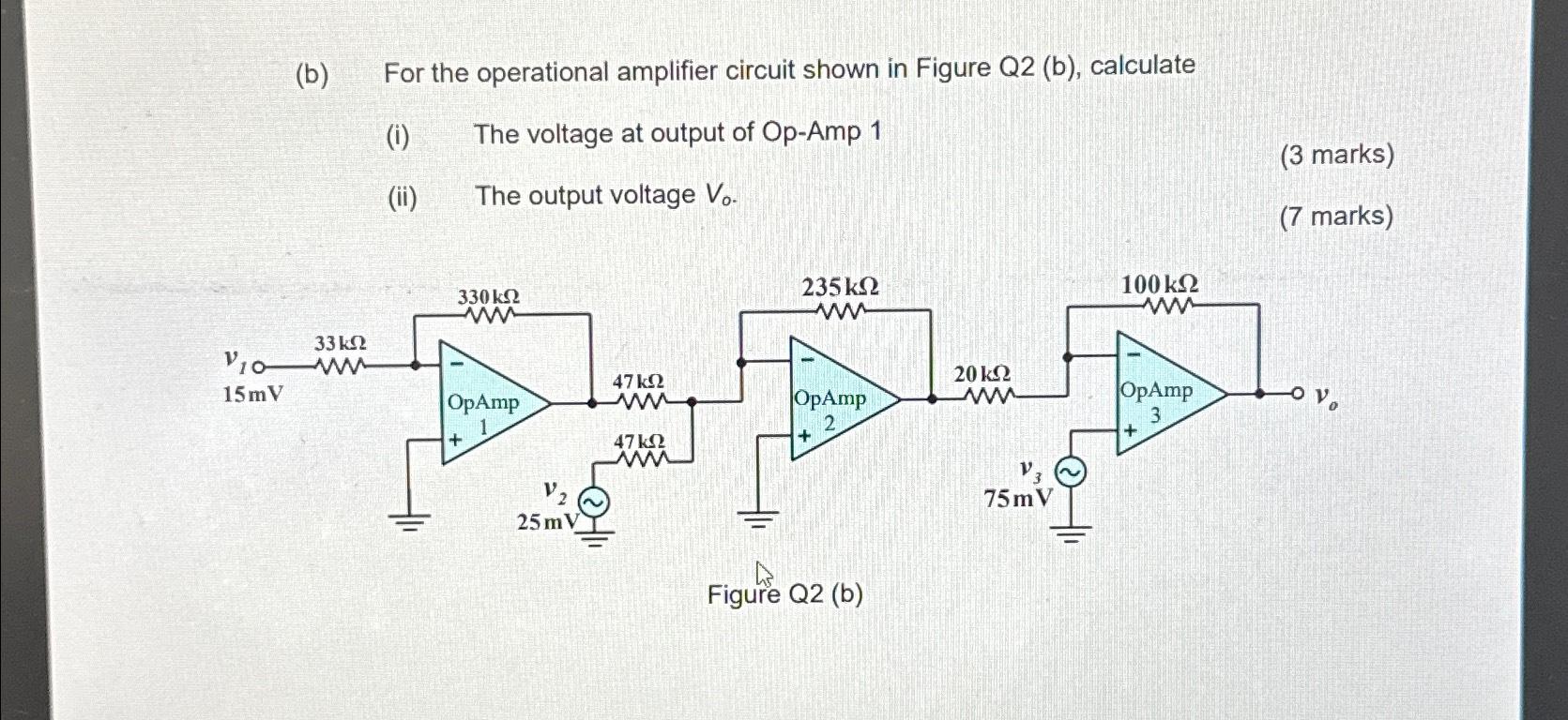 Solved (b) ﻿For the operational amplifier circuit shown in | Chegg.com