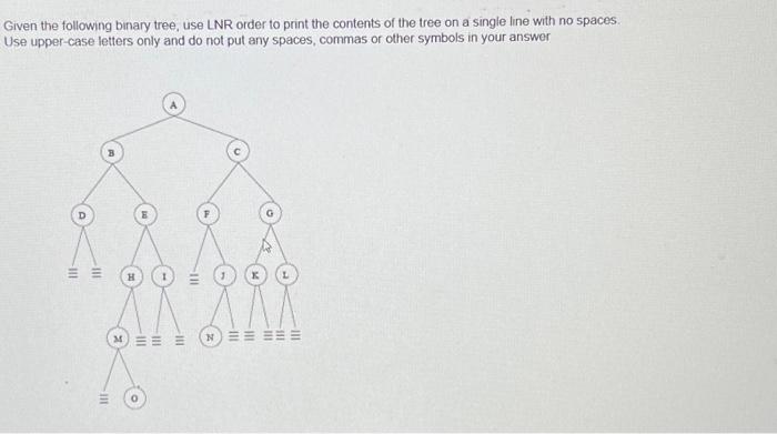 Given The Following Binary Tree Use Lnr Order To