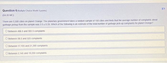 Solved Question 6(Multiple Choice Worth 5 points) (04.05 MC) | Chegg.com