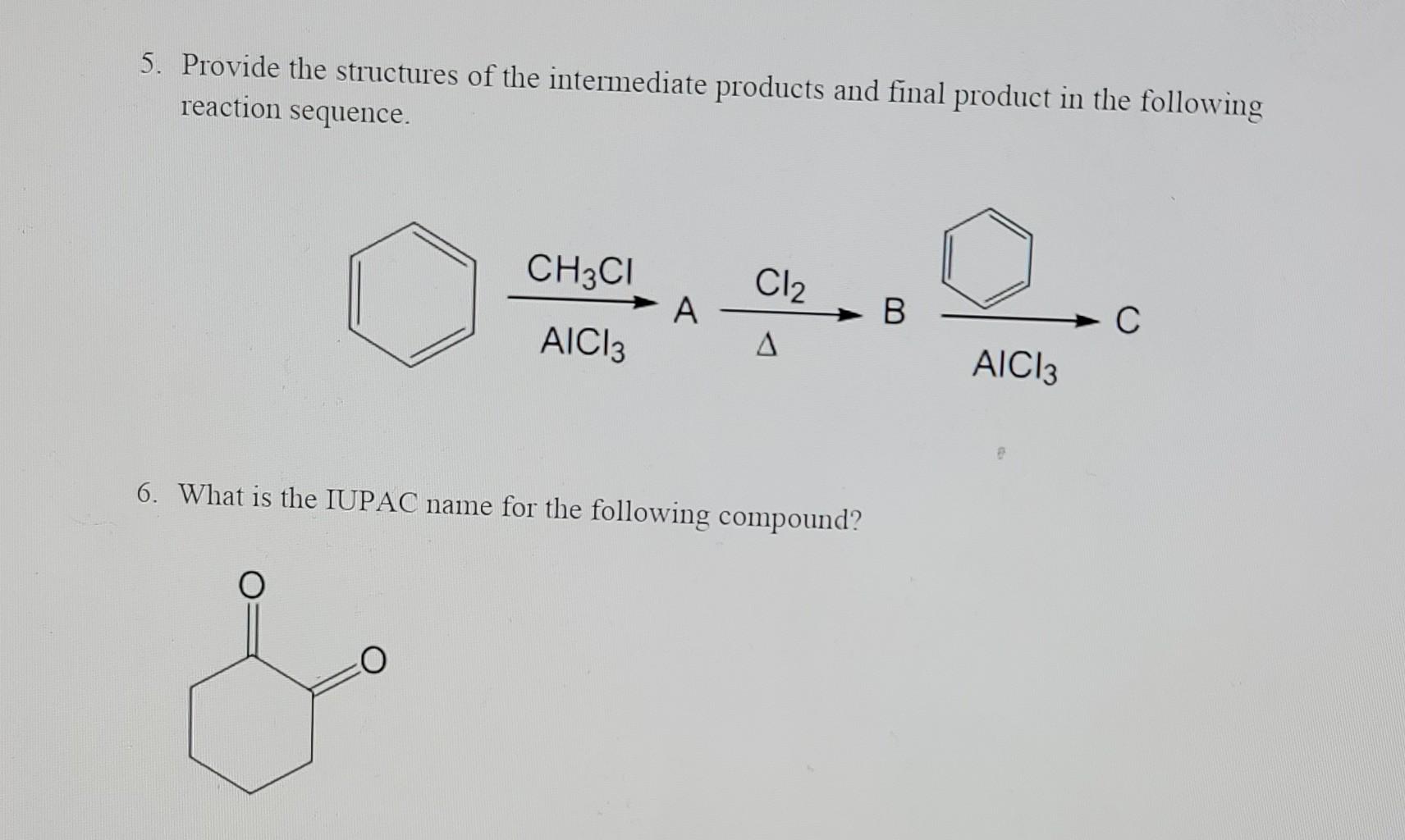 Solved 5. Provide the structures of the intermediate | Chegg.com