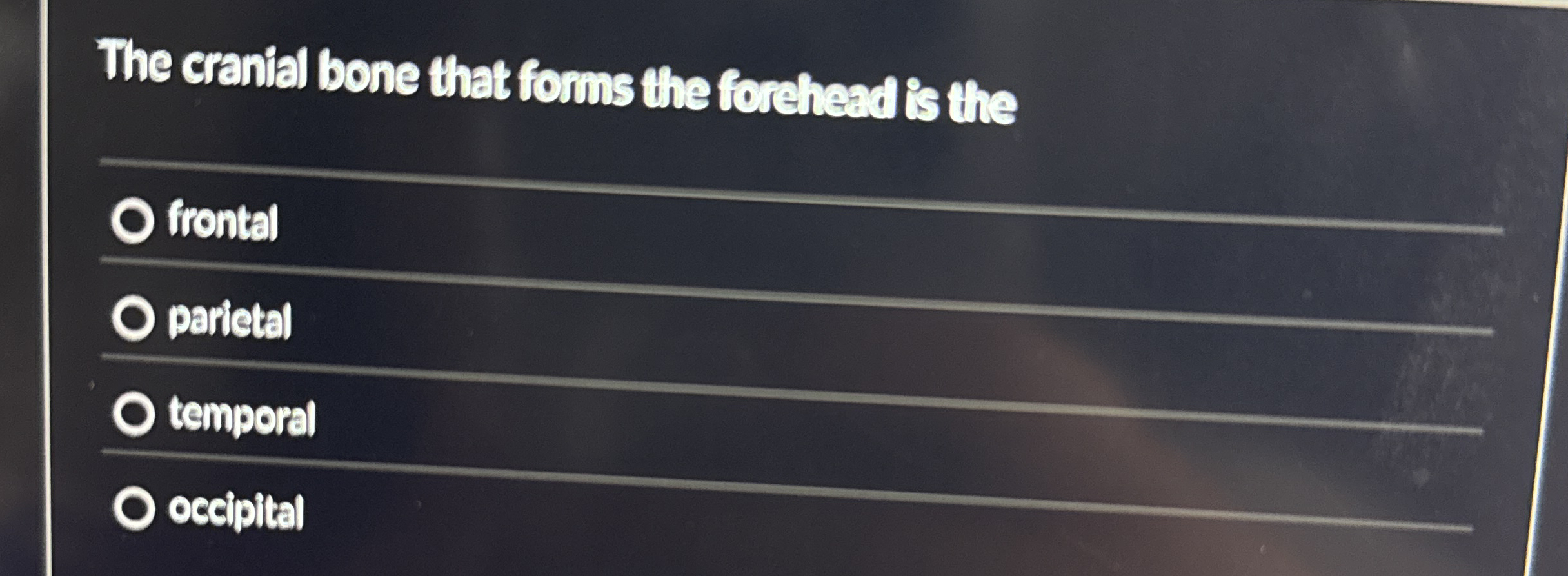 Solved The cranial bone that forms the forchead is | Chegg.com