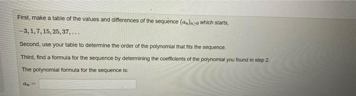 Solved First, make a table of the values and differences of | Chegg.com