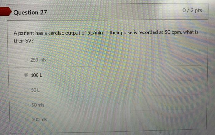 Solved A patient has a cardiac output of 5 L/min. If their | Chegg.com