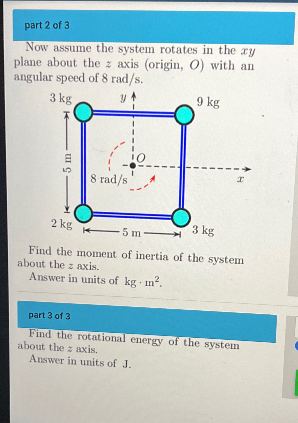 Solved Part 1 ﻿of 3four Particles With Masses 3kg 2kg 3kg