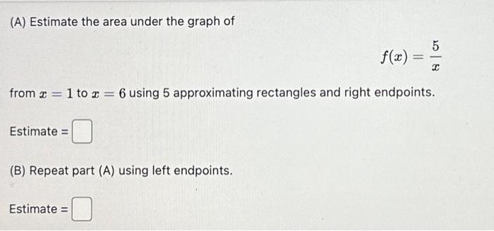 Solved (A) Estimate the area under the graph of f(x) = - | Chegg.com