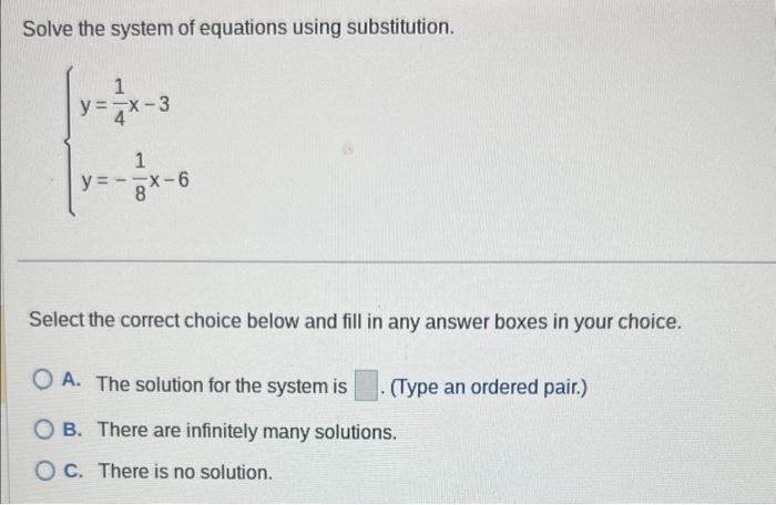 Solved Solve the system of equations using substitution. | Chegg.com