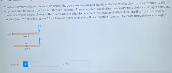 Solved The drawing shows the top view of two doors. The | Chegg.com