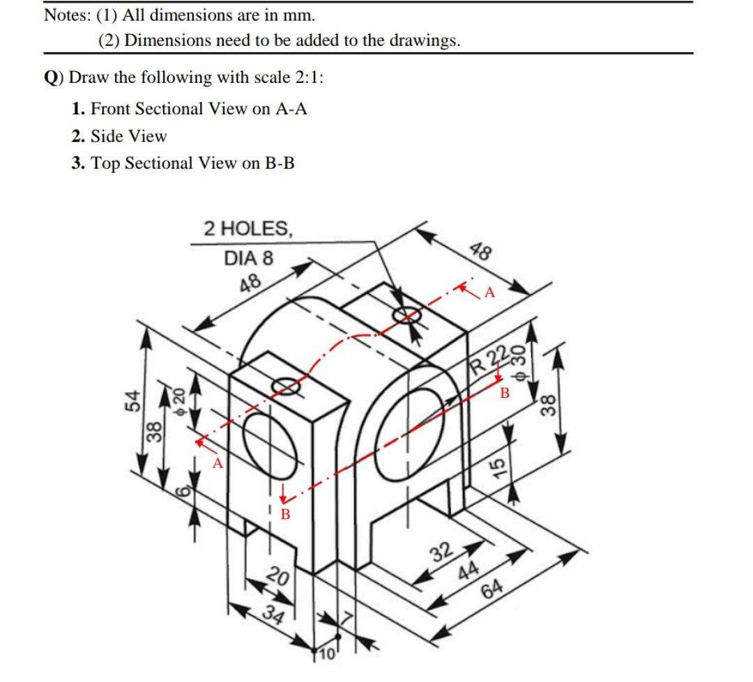 Solved Notes: (1) All dimensions are in mm. (2) Dimensions | Chegg.com