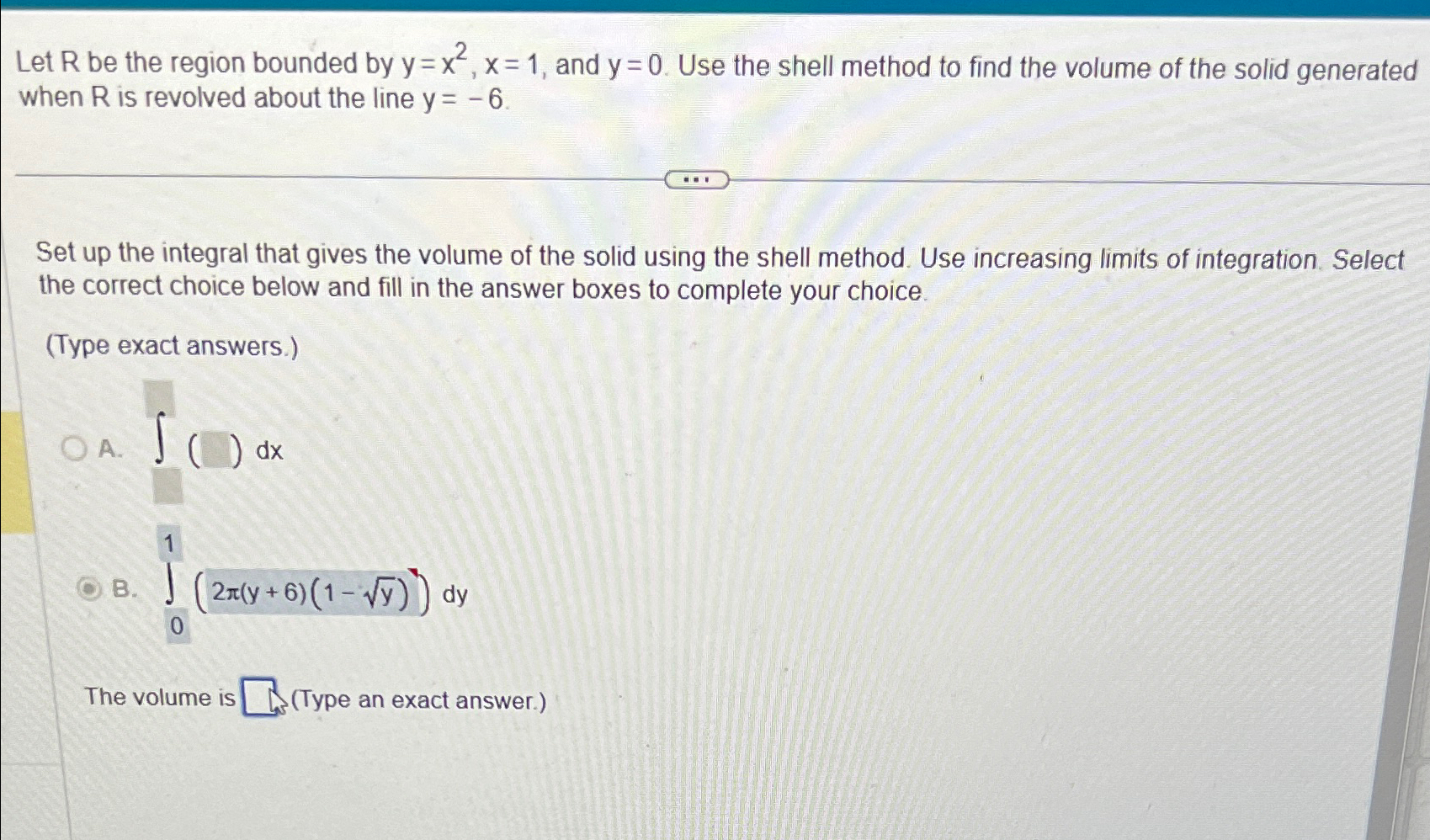 Solved Let R ﻿be the region bounded by y=x2,x=1, ﻿and y=0. | Chegg.com