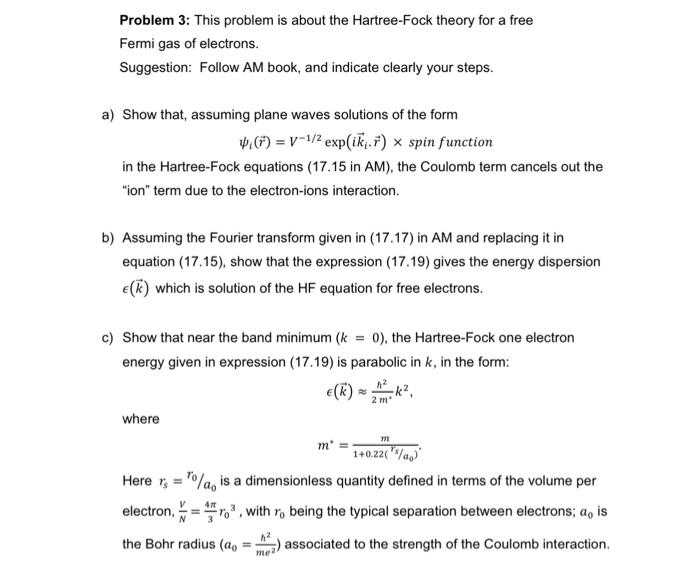Solved Problem 3: This problem is about the Hartree-Fock | Chegg.com
