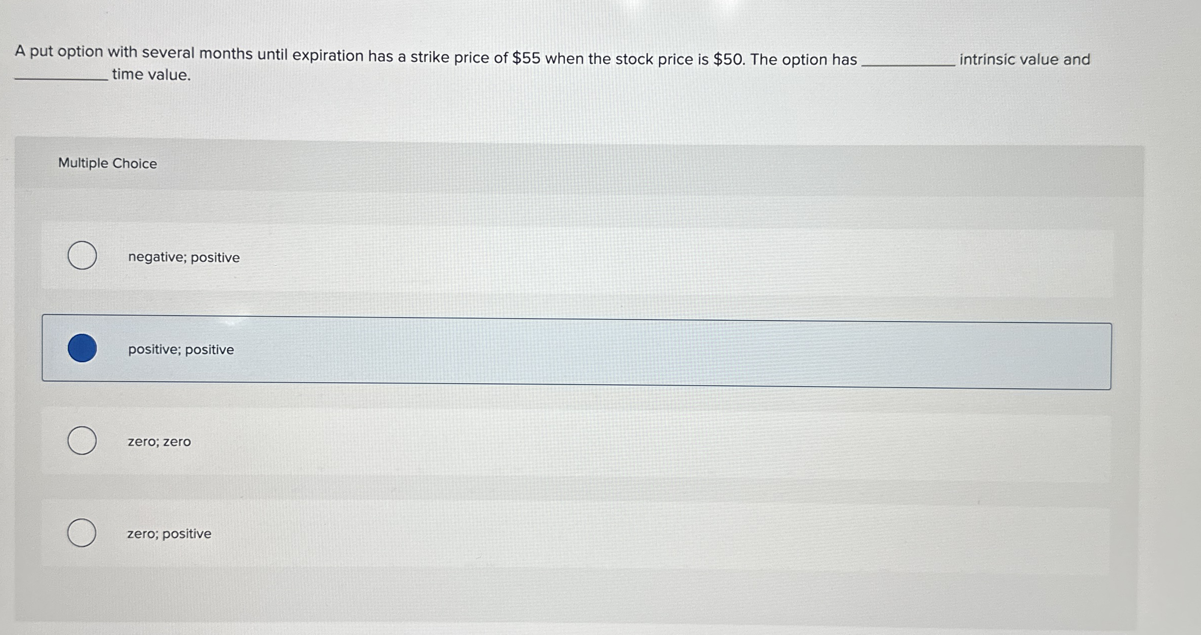 Solved A put option with several months until expiration has | Chegg.com