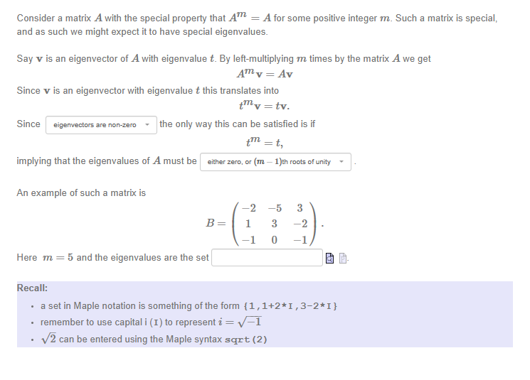Solved Consider a matrix A with the special property that | Chegg.com