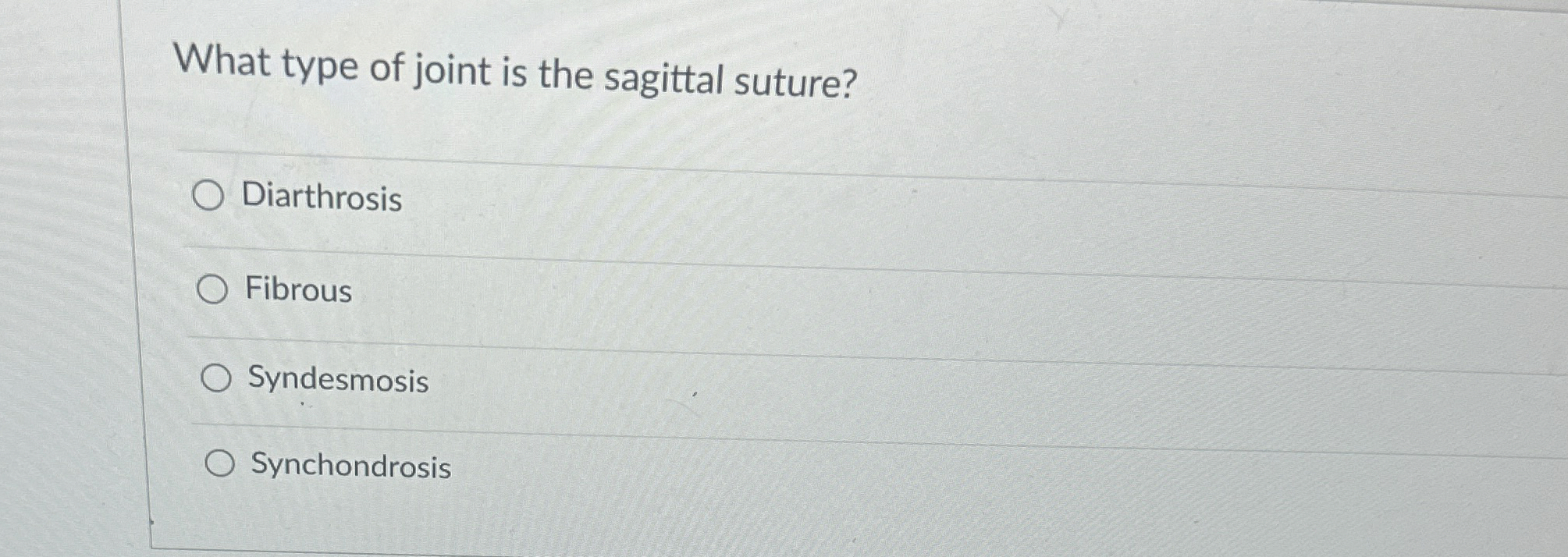 Solved What type of joint is the sagittal | Chegg.com