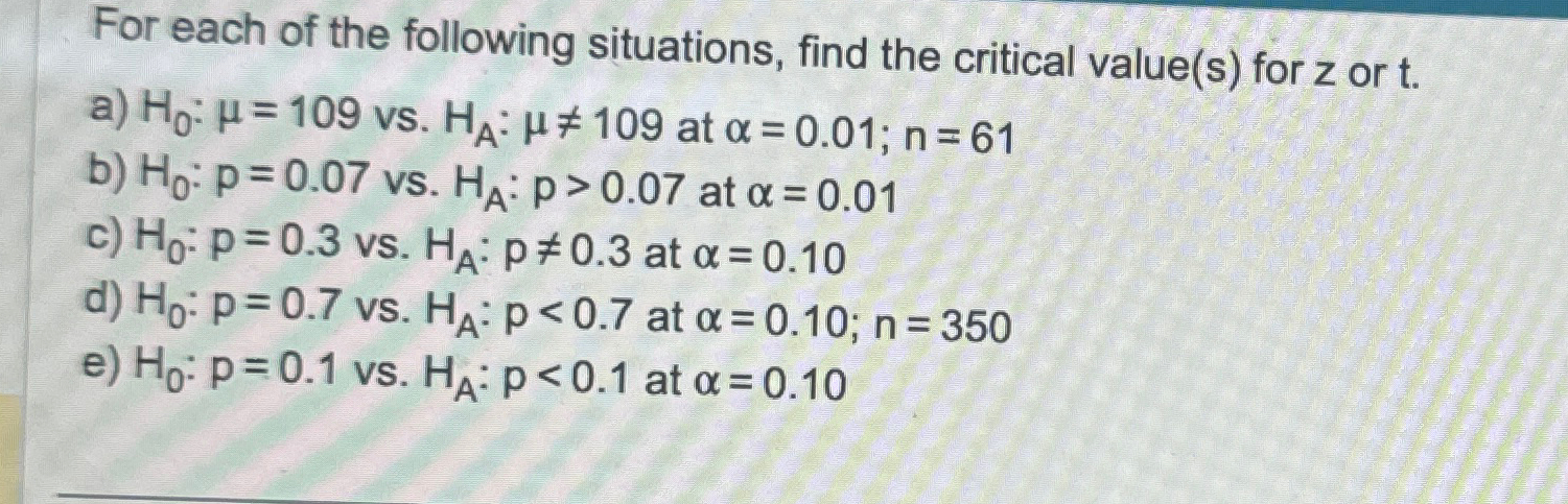 Solved For each of the following situations, find the | Chegg.com