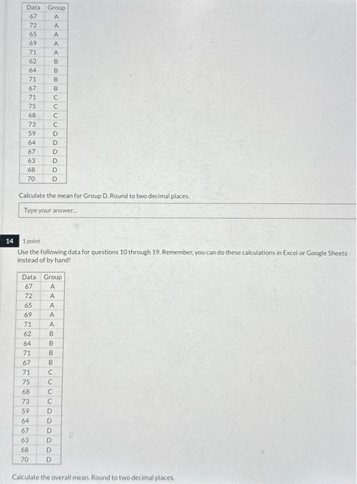 Solved Use the dat a shown for the first nine questions in | Chegg.com