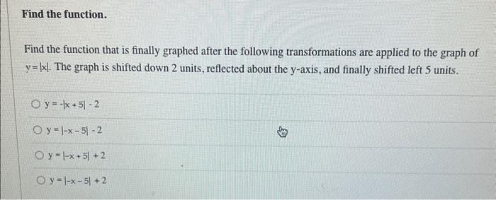 Solved Find the function that is finally graphed after the | Chegg.com
