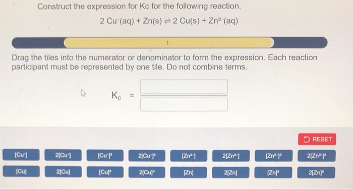 Solved Construct the expression for Kc for the following | Chegg.com