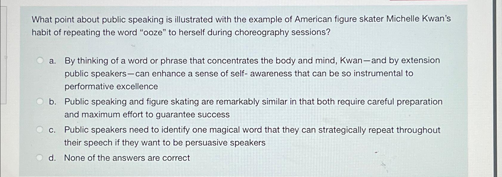 Solved What point about public speaking is illustrated with | Chegg.com