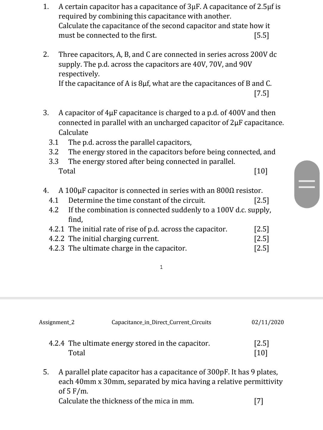 Solved 1. A certain capacitor has a capacitance of 3μF. A | Chegg.com