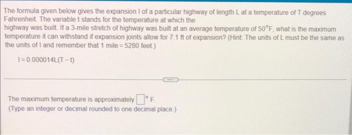 Solved The formula given below gives the expansion I of a | Chegg.com