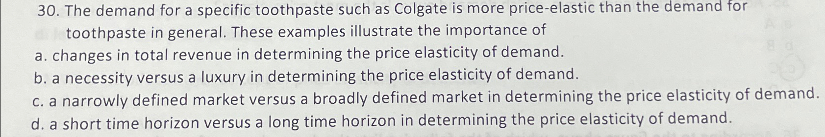 Solved The demand for a specific toothpaste such as Colgate | Chegg.com