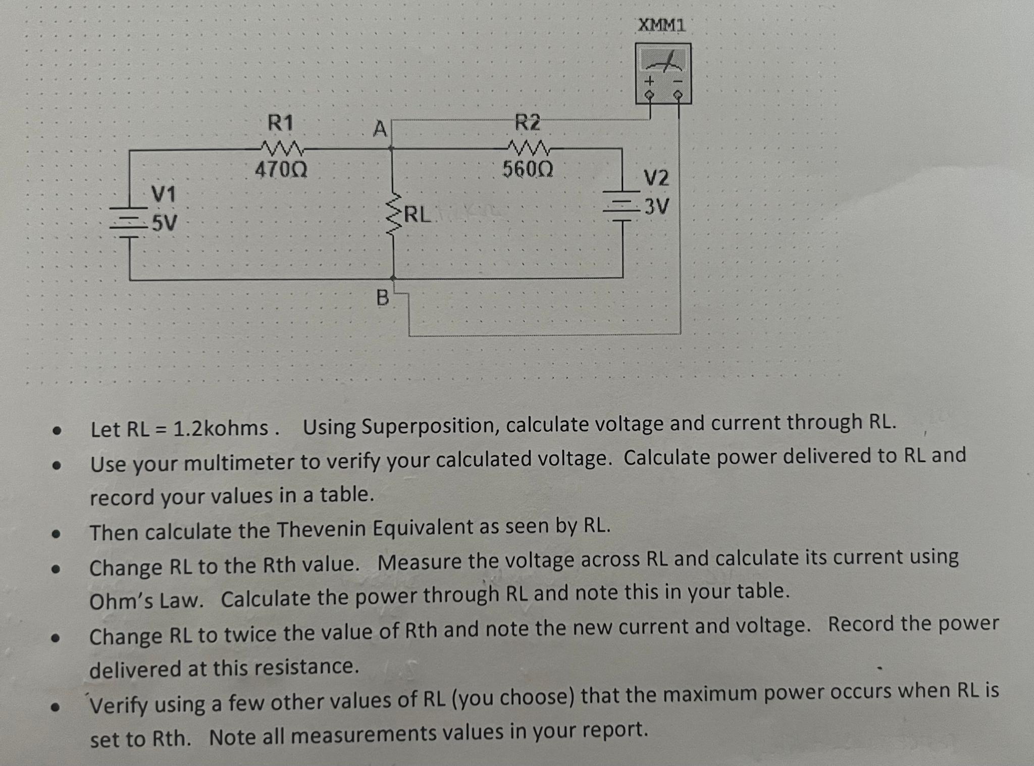 Solved Let RL=1.2kohms. Using Superposition, calculate | Chegg.com