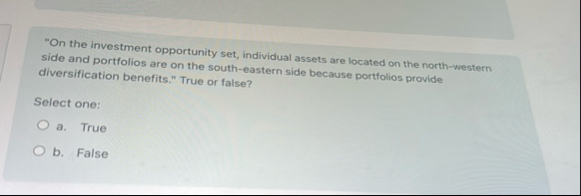 [Solved]: "On the investment opportunity set, individual