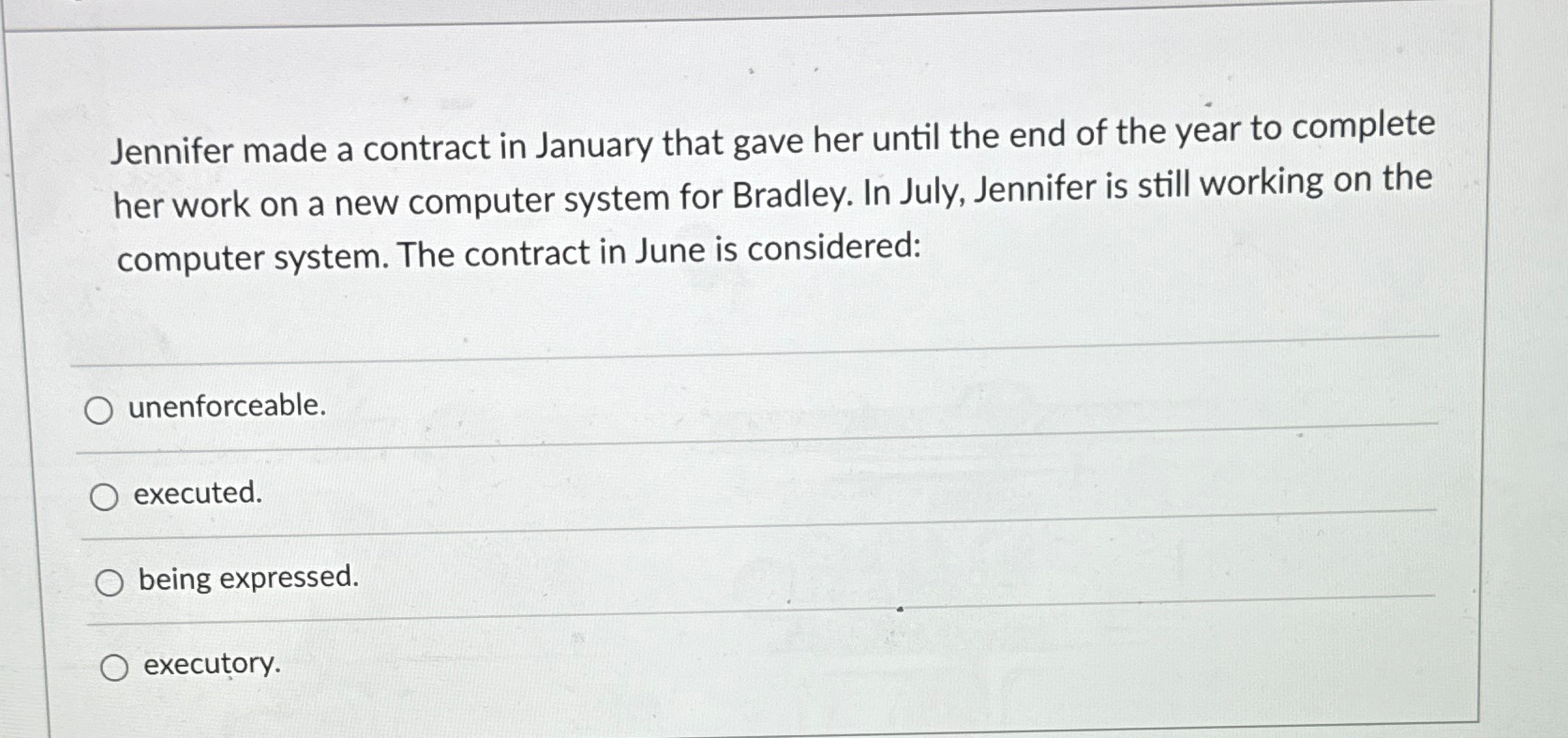 Solved Jennifer made a contract in January that gave her | Chegg.com