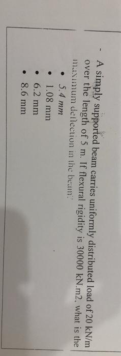 Solved A simply supported beam carries uniformly distributed | Chegg.com