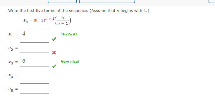 Solved Write the first five terms of the sequence. (Assume | Chegg.com