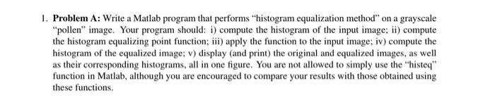 Problem A: Write a Matlab program that performs | Chegg.com