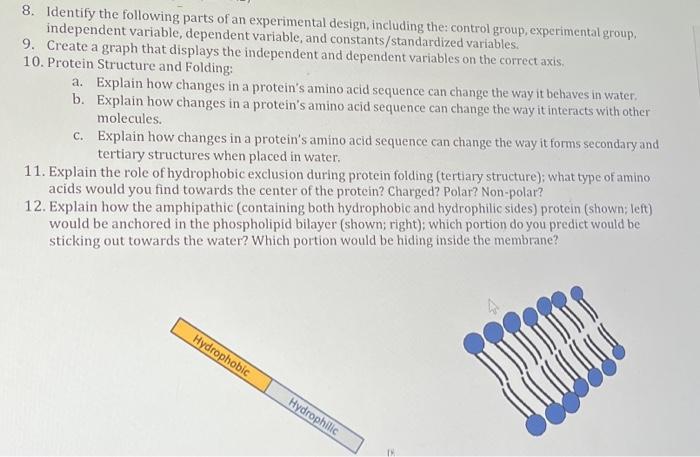 Solved 8. Identify the following parts of an experimental | Chegg.com