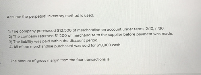 Solved Assume the perpetual inventory method is used 1) The | Chegg.com